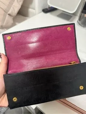 Miu Miu | Bags | Miu Miu Black Leather Long Wallet | Poshmark